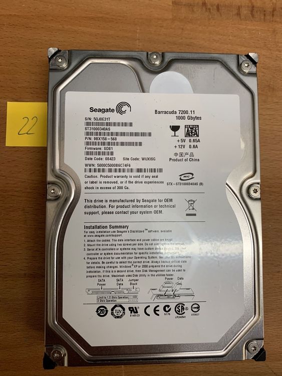 22# Seagate Barracuda 1TB (Gebraucht) in für CHF 5 – mit Lieferung auf ...