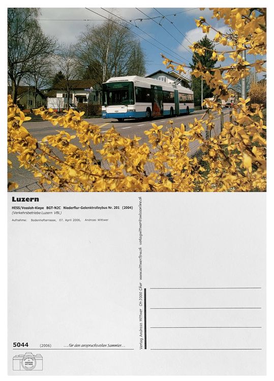 Luzern Bodenhofterrasse VBL Trolleybus Hess BGT-N2C Nr.201 (Neu (gemäss Beschreibung)) in Bern ...