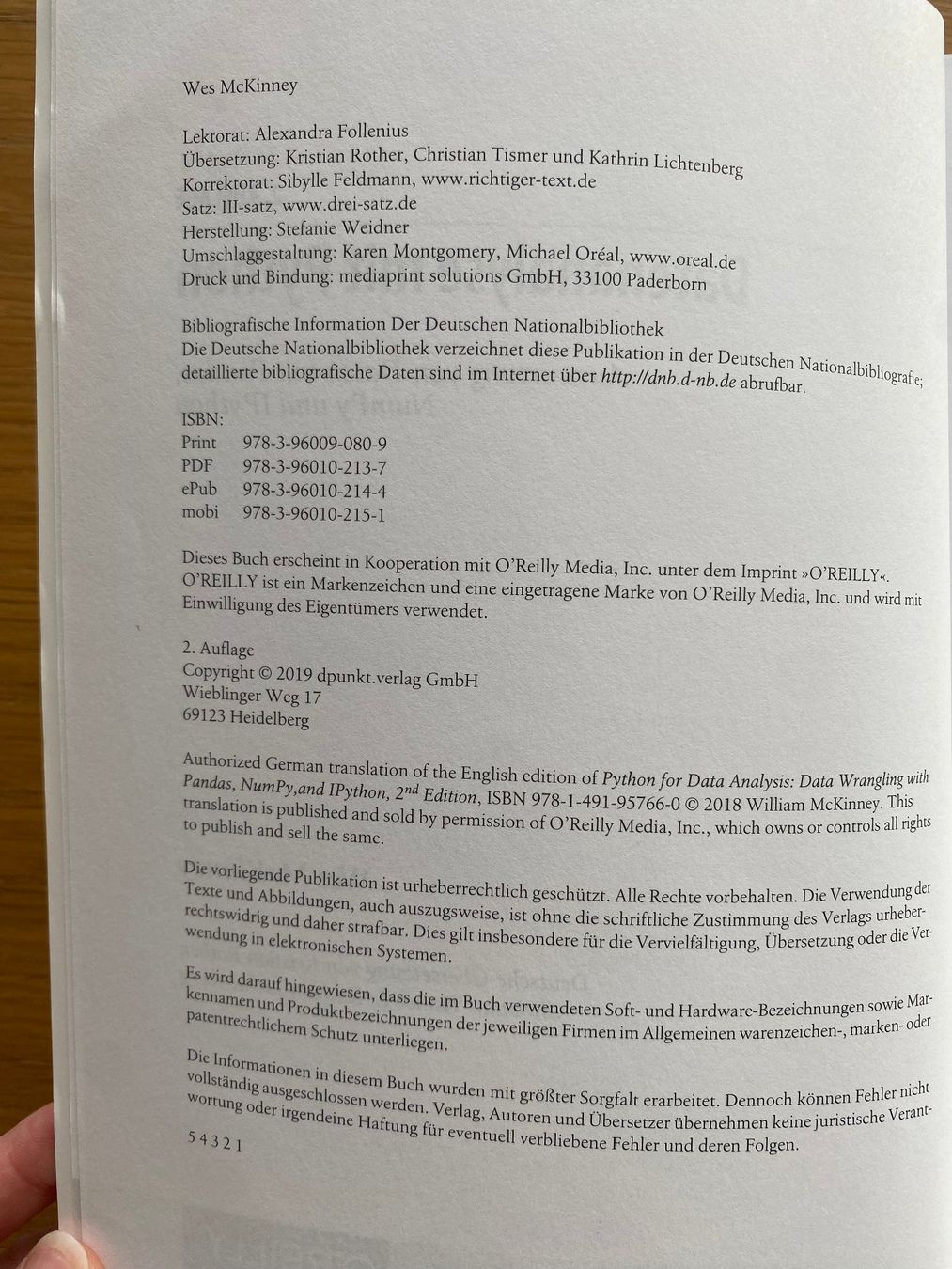 Datenanalyse mit Python, Wes McKinney, 2. Auflage, O'Reilly (Neu (gemäss Beschreibung)) in Bern ...