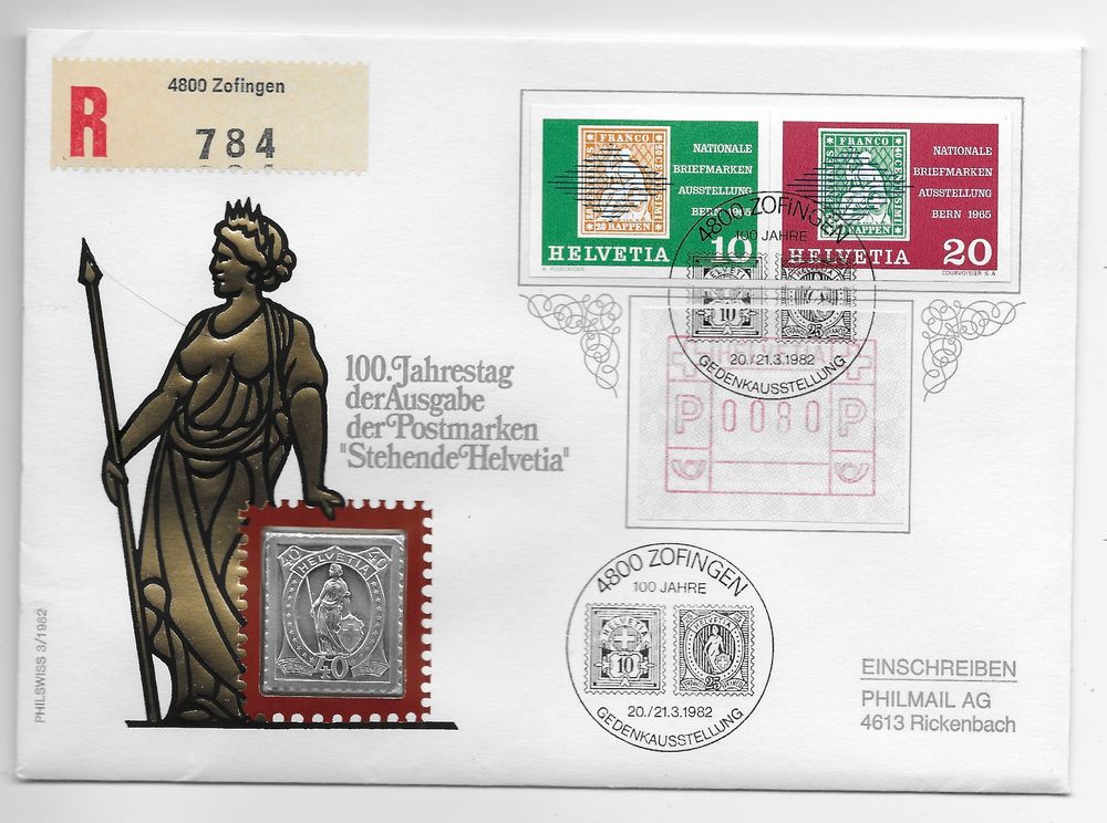 Münzbrief 100 Jahre stehende Helvetia 1982, 999,9 (Neu (gemäss Beschreibung)) in Hefenhofen für ...