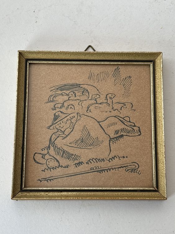 Hirte mit Schafen antike Zeichnung signiert, gerahmt (Gebraucht) in Konolfingen für CHF 10 – mit ...