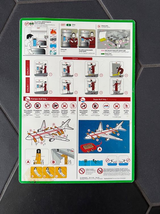 Turkish Airlines Safety Instruction Card Boing 777-300er (Gebraucht) in ...