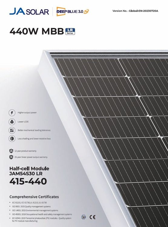 JA Solar JAM54S30-425/LR - (R30, EVO2) solar panel 425 Wp | Kaufen auf ...