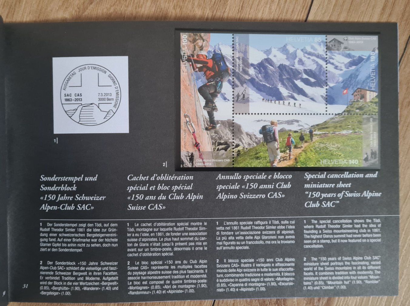 2013, Briefmarken-Heft 150 Jahre Schweizer Alpen-Club SAC (Gebraucht ...
