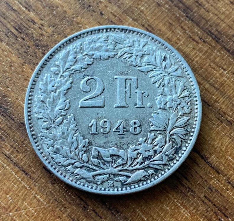 Schweiz 2 Franken 1948 Silber (Gebraucht) in Opfikon für CHF 5.4 – mit Lieferung auf Ricardo kaufen