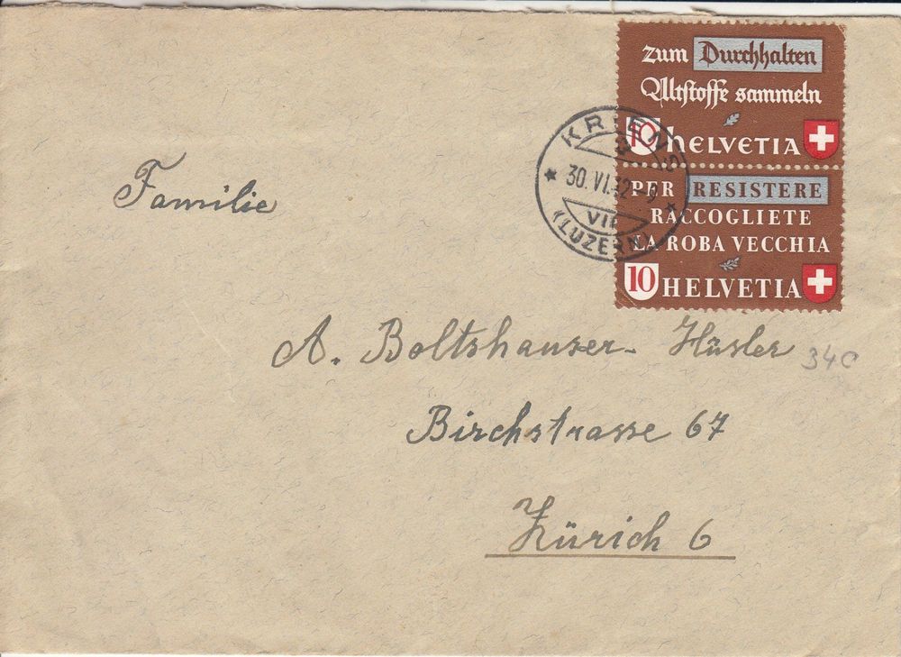 SBK 34c auf Brief mit ST Kriens | Kaufen auf Ricardo