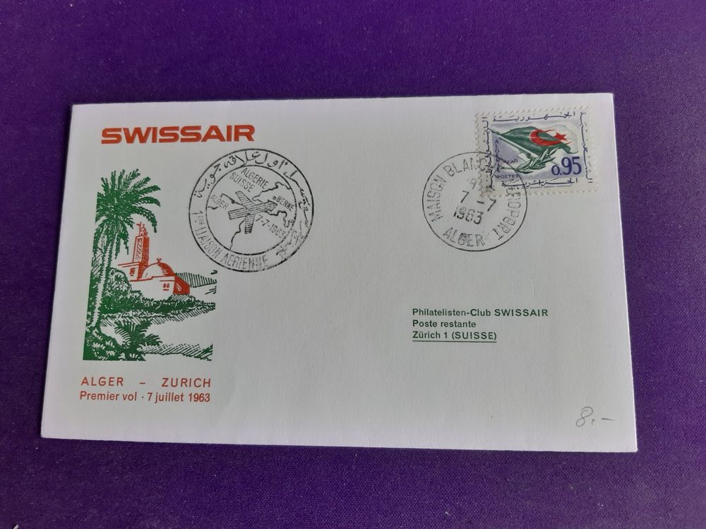 Erstflugbrief 1963!!! von ALGER - Zürich (Neu (gemäss Beschreibung)) in Wangs für CHF 2 – mit ...