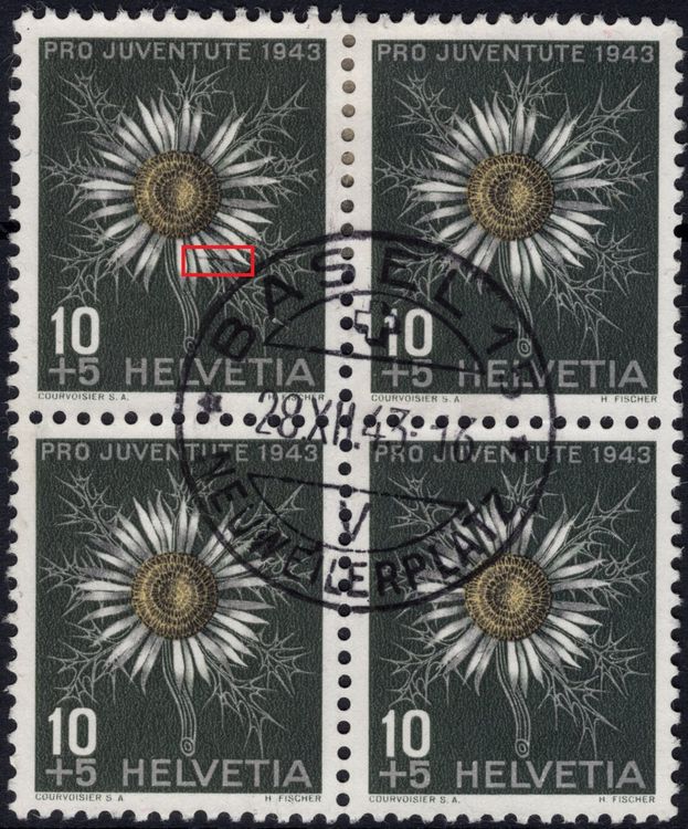 PJ - 10 Rp. Silberdistel m. Plattenfehler/ABART Viererblock (Gebraucht) in Eglisau für CHF 5 ...