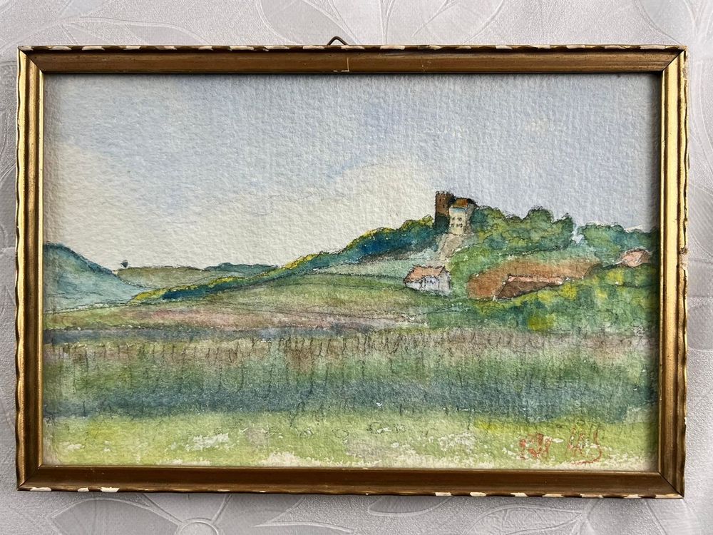 Antike Landschafts Aquarell sig & notiz. | Kaufen auf Ricardo