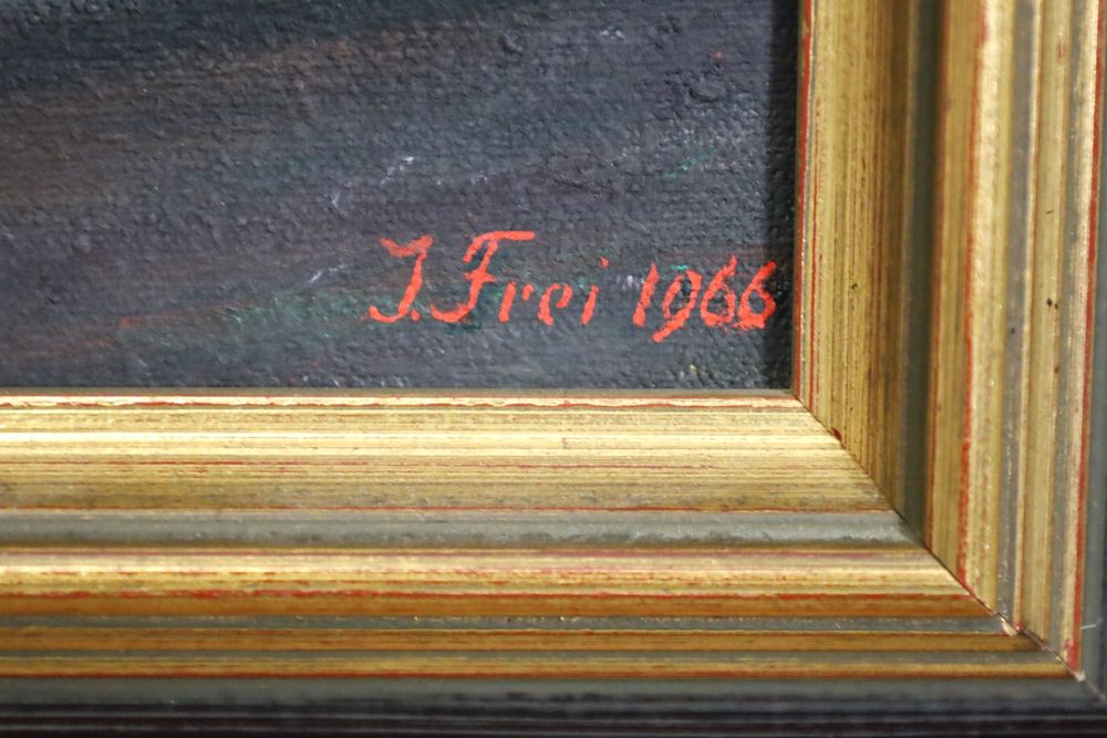 J. Frei, Gemälde, Stillleben mit Hummer, signiert von 1966 (Gebraucht ...