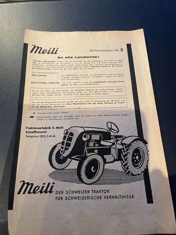 Antike Traktorenwerbung Meili Typ Hercules und Typ P55 (Gebraucht) in ...