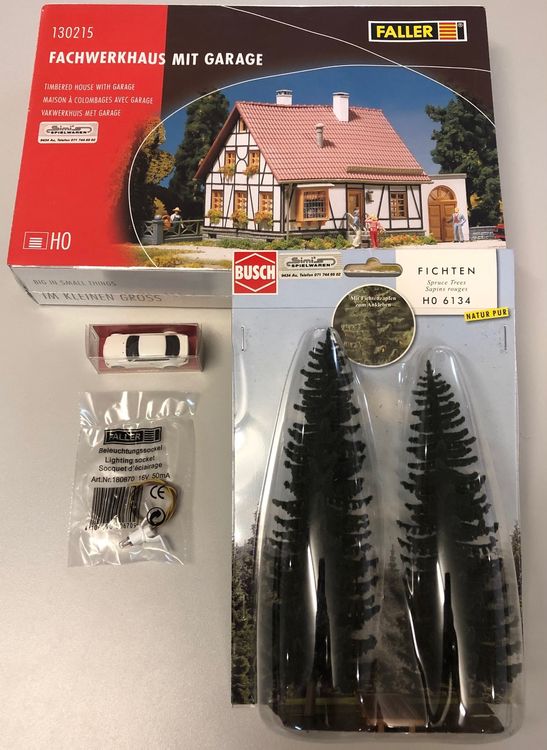 Faller H0 Fachwerkhaus mit Garage,Fichten.Licht und Auto NEU | Kaufen auf Ricardo