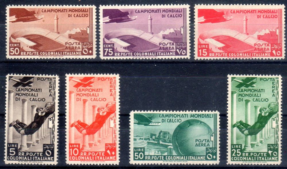 POSTA AEREA CAMPIONATI MONDIALI DI CALCIO COLONIALI ITALIANE (Neu ...