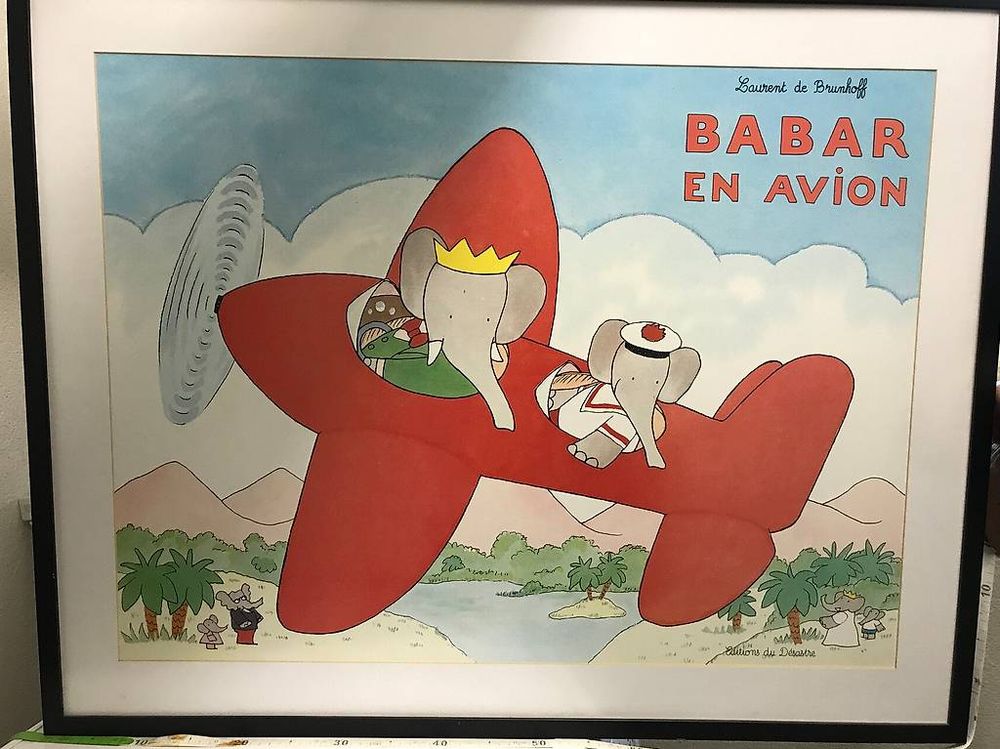 gerahmtes Poster ?Babar en avion? im Format 90x70 cm (Gebraucht) in ...
