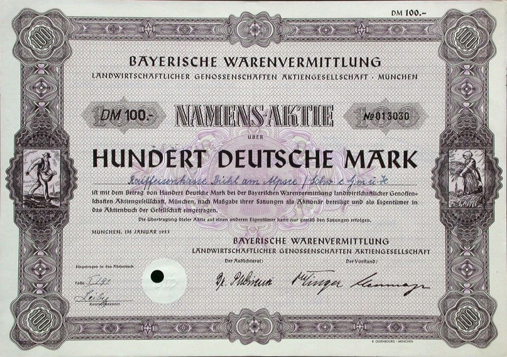 Bayerische Warenvermittlung Landw. Genossenschaft - 1953 (Gebraucht) in ...