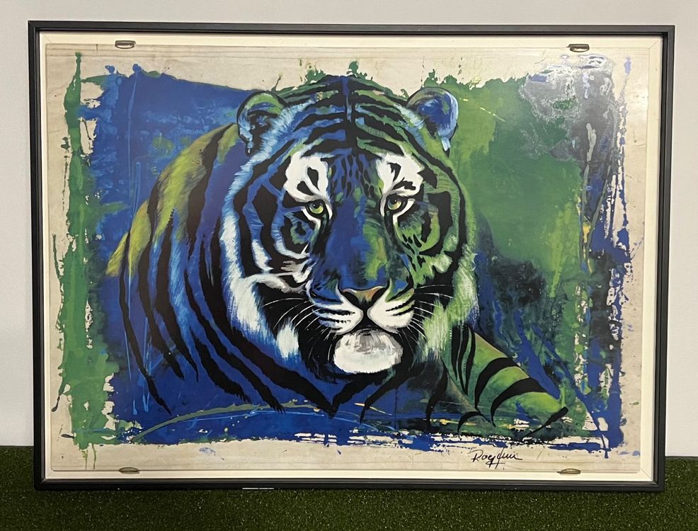 Tiger in blau von Rolf Knie, Keramikbild (Gebraucht) in Reinach BL für CHF 119 – nur Abholung ...