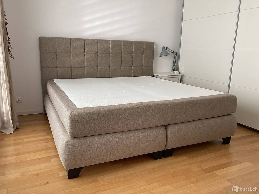 Bett 2x2m Boxspringbett braun | Kaufen auf Ricardo