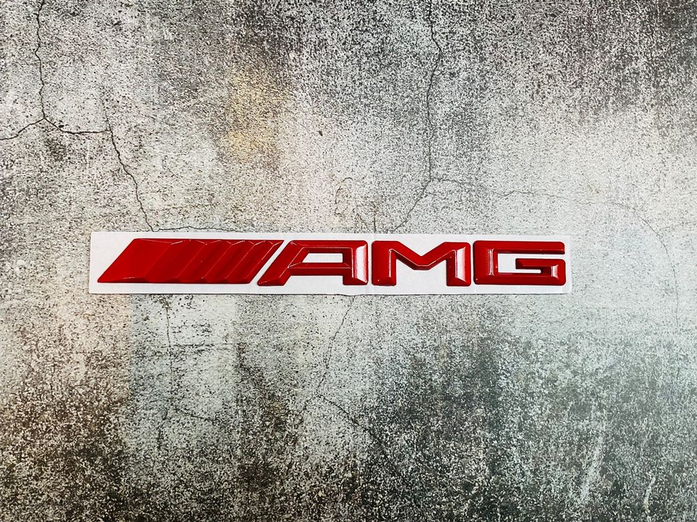 Mercedes AMG Emblem Schriftzug Neu in Rotmatt Metall (Neu und ...