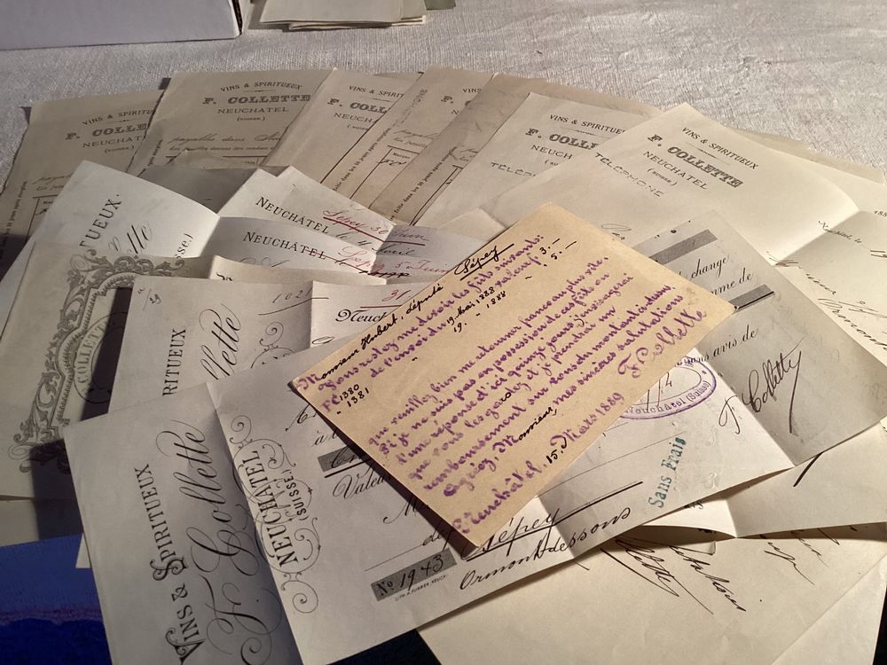 Vin. COLLETTE NEUCHATEL 15 documents 1882 a 1889 intéressant (Gebraucht ...