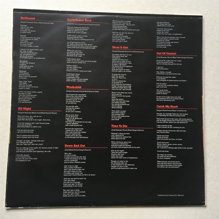 Warlock – Hellbound LP D Heavy Metal Doro 1985 1. Press (Gebraucht) in Berneck für CHF 20 – mit ...