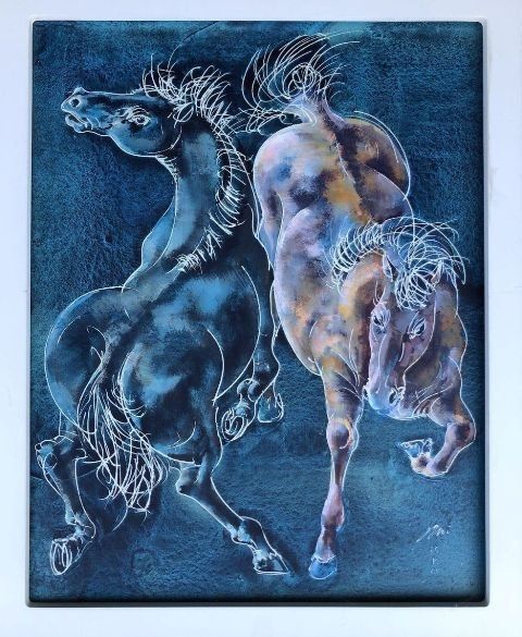 HANS ERNI "Die Begegnung" Triptychon der Pferde, ca. 46 x 36 (Gebraucht) in Stehrenberg für CHF ...