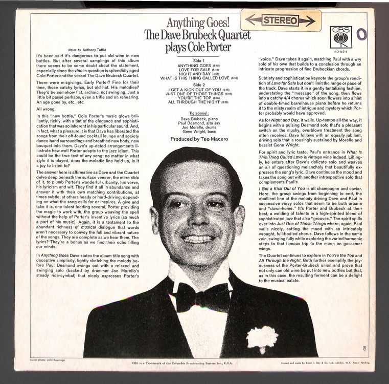 Anything Goes! The Dave Brudbeck Quartet plays Cole Porter (Neu (gemäss ...