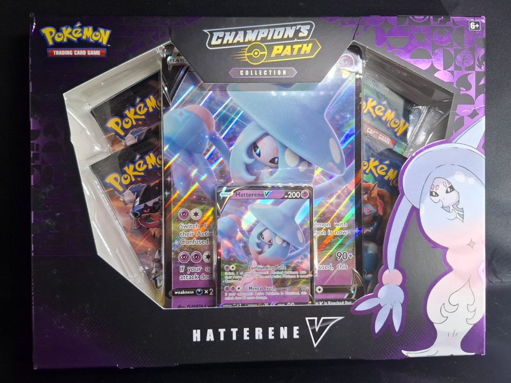 POKEMON CHAMPION'S PATH HATTERENE V COLLECTION mit 4 Booster (Neu und originalverpackt) in ...