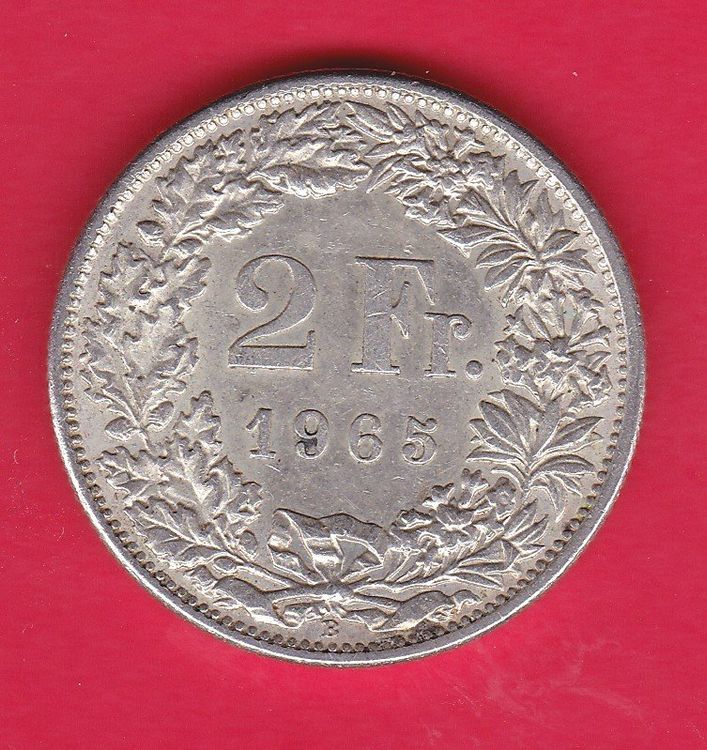Silbermünze 2 Franken 1965 Schweiz Swiss Helvetia (Gebraucht) in Oberrieden für CHF 6 – mit ...