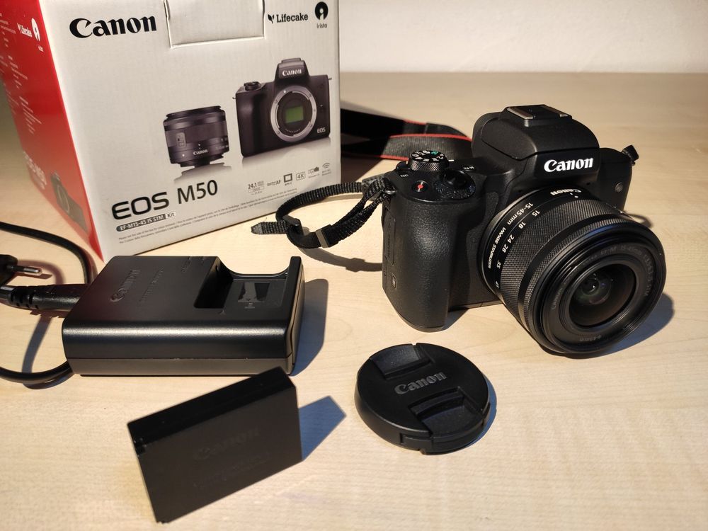 Canon EOS M50 15-45 Kit + EF-M Adapter inkl. viel Zubehör (Gebraucht ...