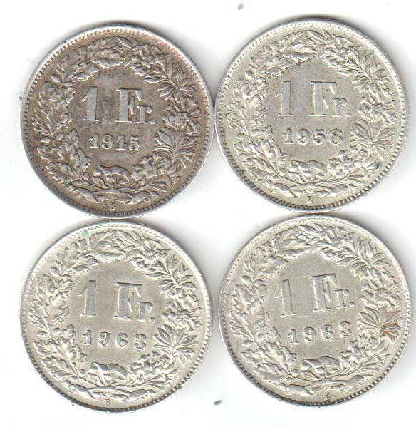 4 x 1 Franken Silbermünzen (Gebraucht) in Glattfelden für CHF 10 – mit Lieferung auf Ricardo kaufen