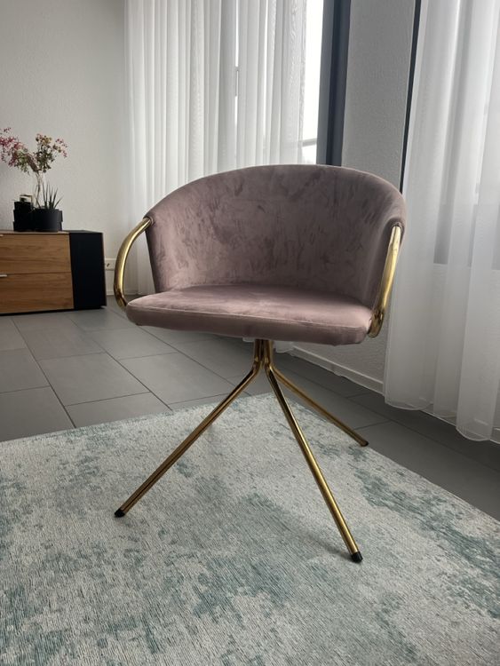 DEPOT Samt Stuhl rosa mit goldene Beine (Gebraucht) in Baden für CHF 10 ...
