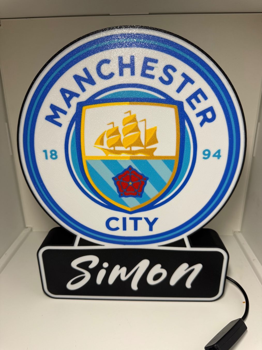 Lumière led Veilleuse Manchester CITY personnalisable (Neuf (Voir ...