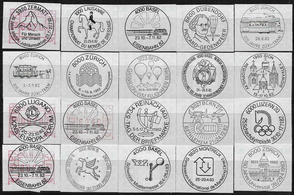 1982-1983:ATM 20 Marken mit Vollstempel (Gebraucht) in Walperswil für ...