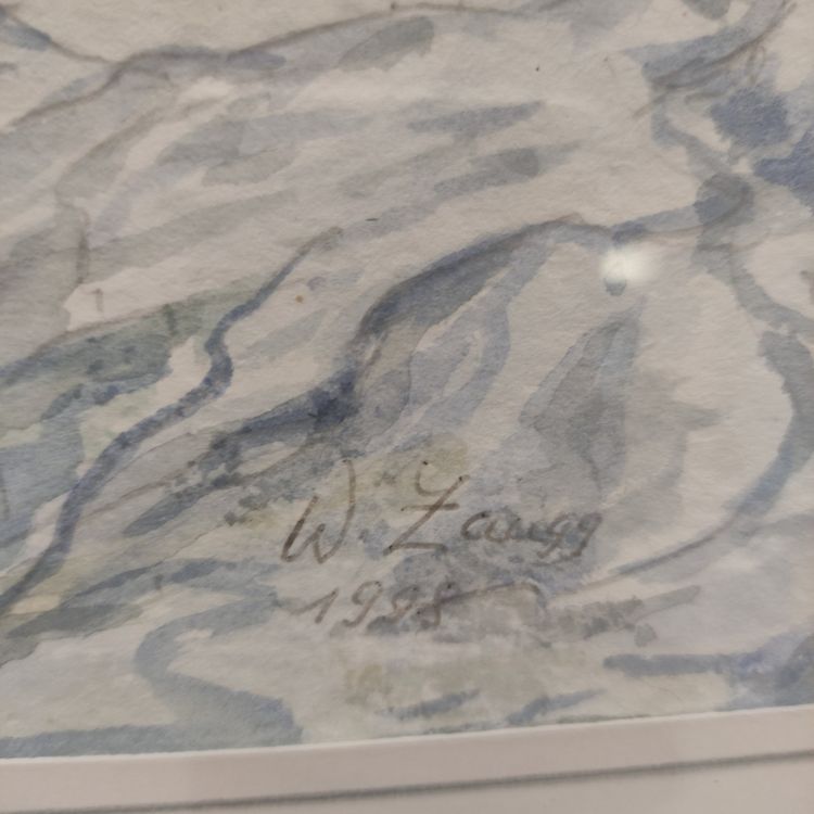 Gemälde Bild Aquarell Flugzeug von W. Zaugg 1998 61x 51 | Kaufen auf Ricardo