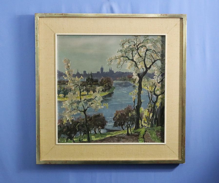 Hermann Busse 1883-1970, Gemälde "Ansicht von Bad Wimpfen". (Gebraucht ...