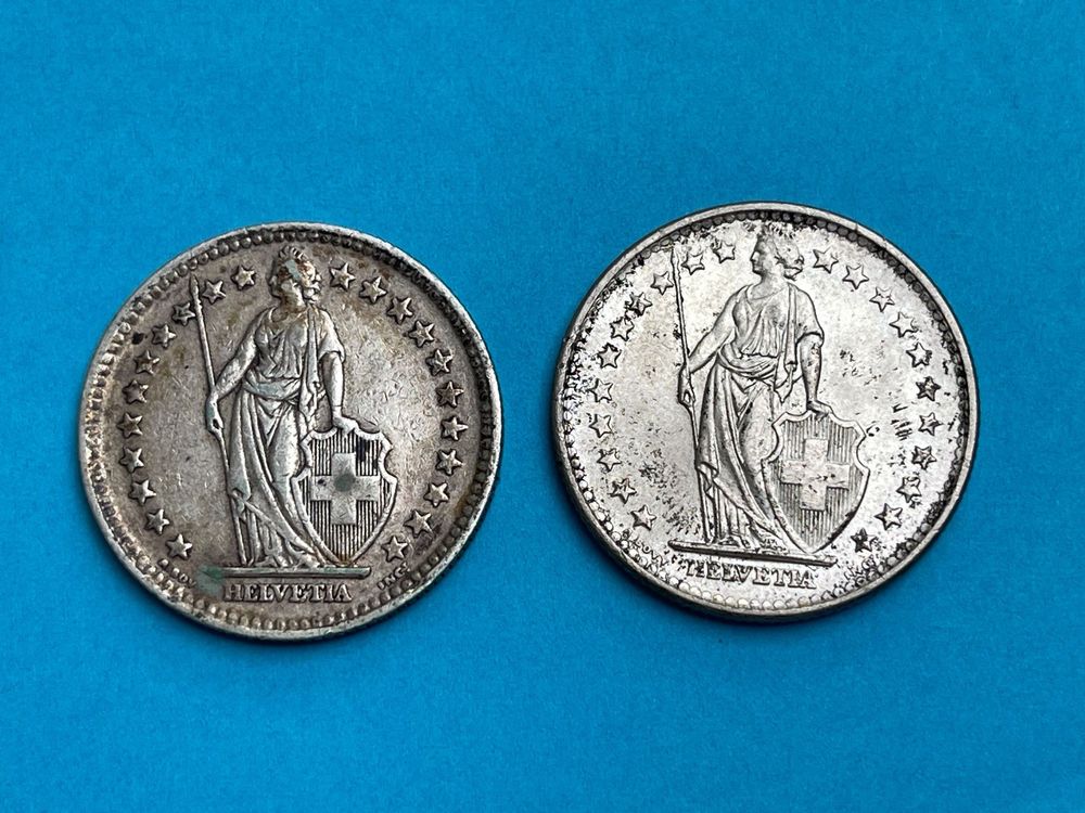 Silbermünzen 2 Fr. 1944, 1965 (Gebraucht) in Buonas für CHF 11 – mit Lieferung auf Ricardo kaufen