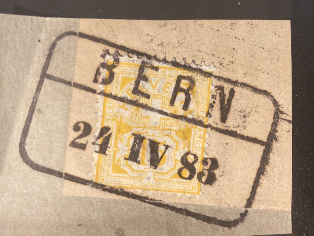 CH 1883 Ziffern 15 Rp gelb Bahn-Vollstempel Bern 24.IV.83 pa (Gebraucht ...