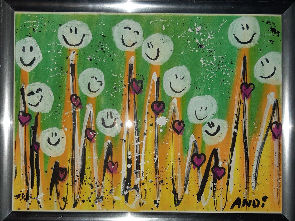 Abstraktes Gemälde, Smiley, Liebe, Glück, Freude, AND? si... (Neu ...