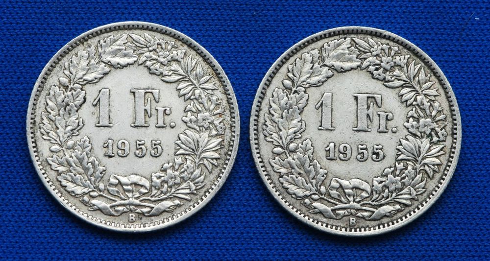 Zwei silberne 1.- Jahrgang 1955, Rar | Kaufen auf Ricardo