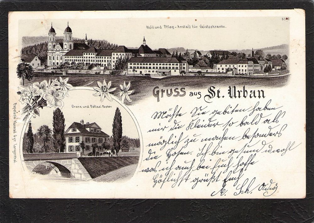 #Litho Gruss aus St. Urban LU , Grenz+Polizeiposten,gel.1904 (Gebraucht) in Reichenburg für CHF ...