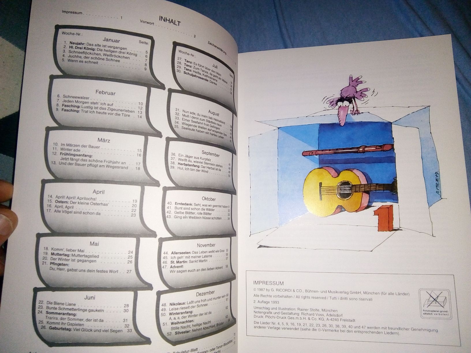 Musikalischer Wochenkalender (Blockflöte & Gitarre) SY.2480 (Gebraucht ...