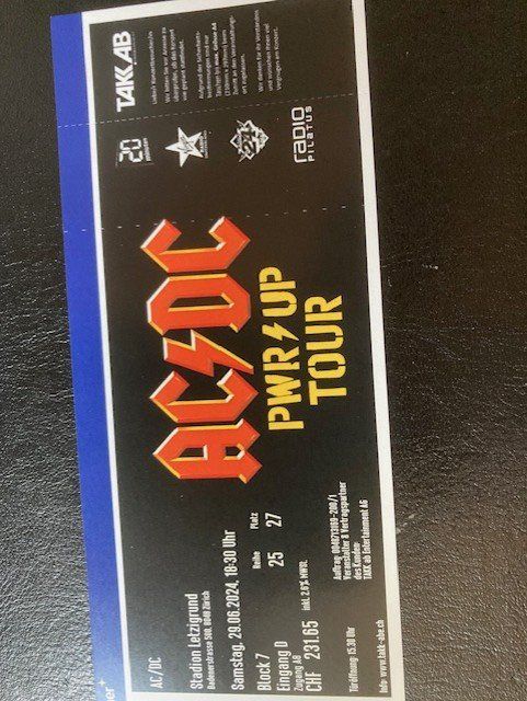 AC DC Ticket Zürich Top Sitzplatz | Kaufen auf Ricardo