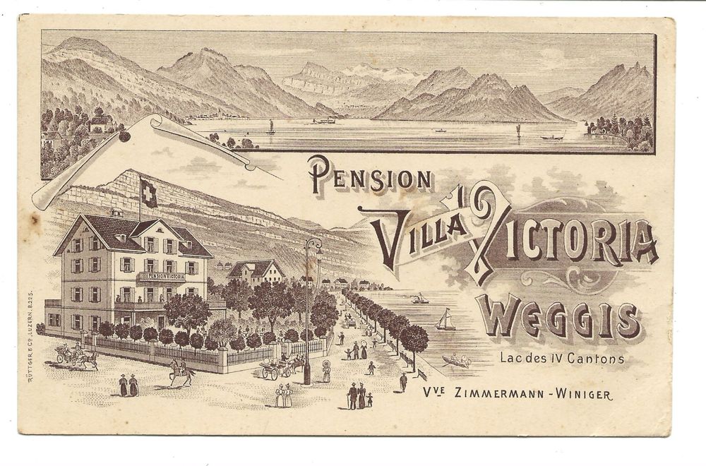 Weggis - Pension Villa Victoria NOTA Vorläufer-Litho um 1900 | Kaufen auf Ricardo