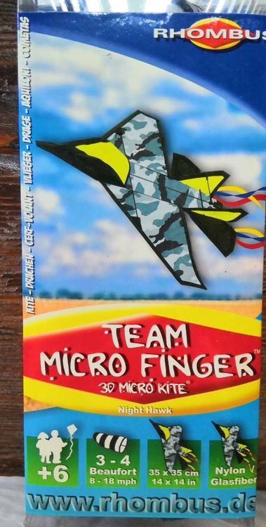 Rhombus Team Micro Finger Night Hawk Microkite | Kaufen auf Ricardo