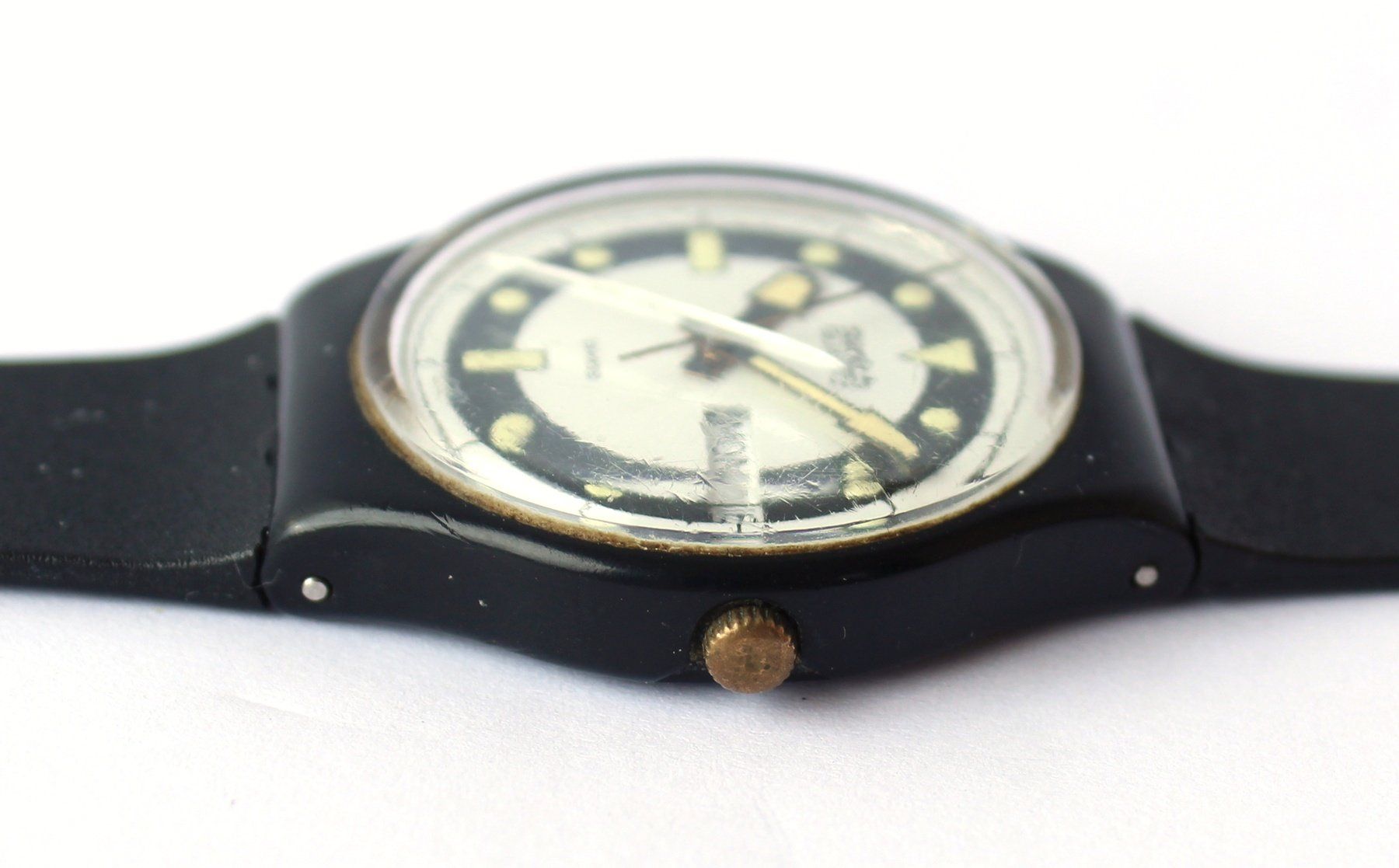 Swatch Gent Black Divers (GB704) Quartz Day Date 1984 (Defekt) in ...