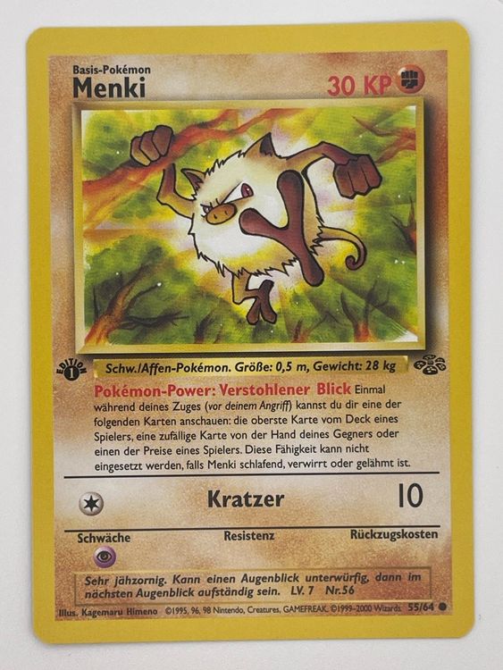 Menki 55/64 Pokémon Jungle 1. Edition ab 1.- (Neu (gemäss Beschreibung ...