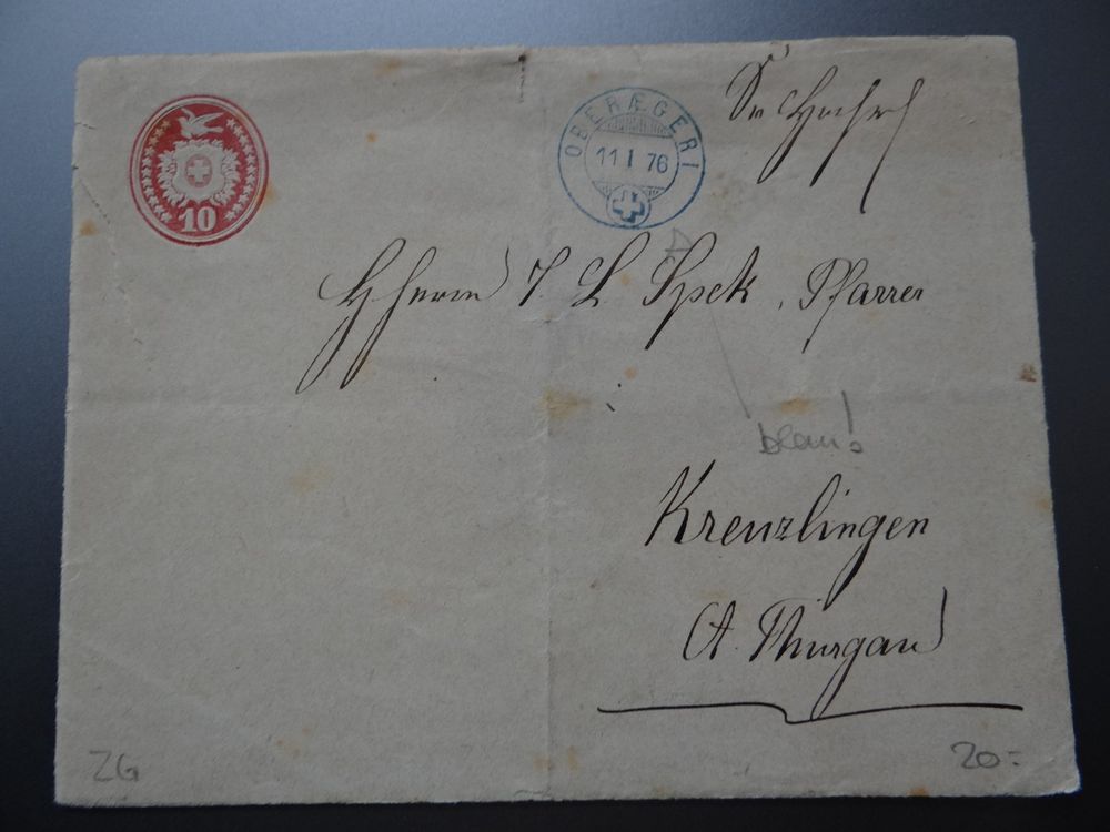 Tübli-Brief mit seltenem, blauen Stempel Oberägeri ab 1.-- (Gebraucht ...