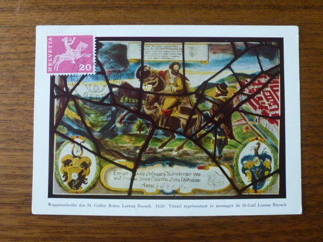 Maximumkarte Wappenscheibe des St. Galler Bote Lorenz Ruosch (Gebraucht ...