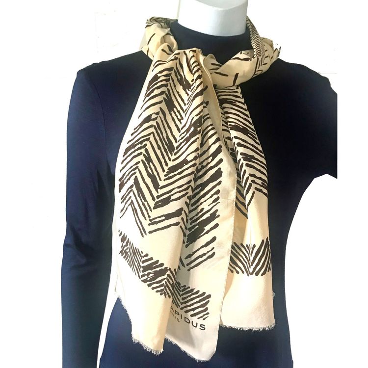 Schal Seide TED LAPIDUS Designer braun gemustert VINTAGE 60s (D ...