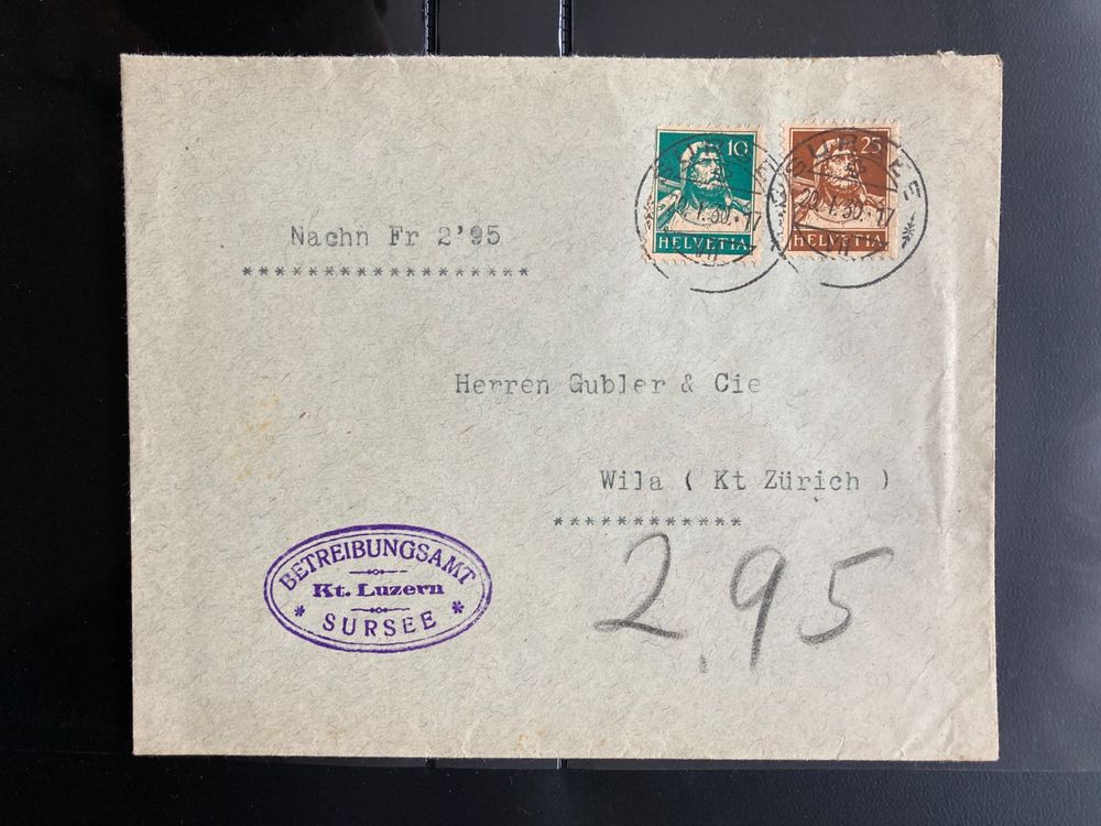 Schweiz 1930 NN-Brief B.Amt Sursee MiF 10+25 Tellkopf | Kaufen auf Ricardo